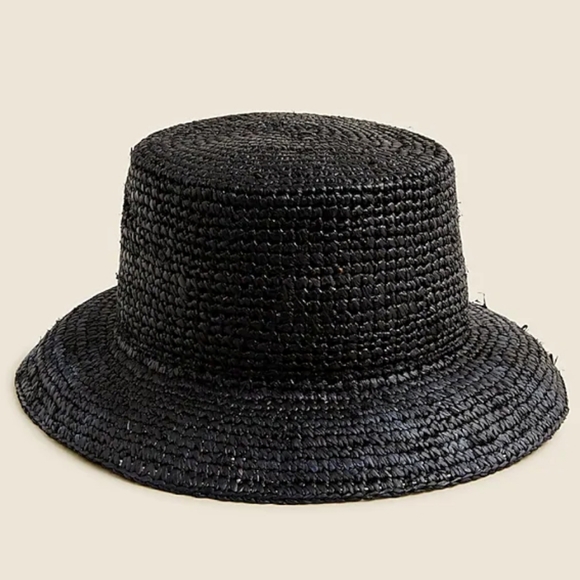 J. Crew | Accessories | J Crew Raffia Bucket Hat Black | Poshmark